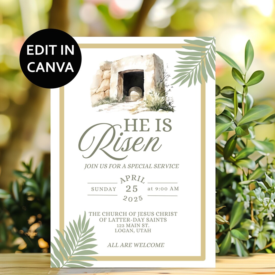 LDS Easter, Sacrament Meeting Invitation, Printable Church Service, Invite Editable, Easter ...
