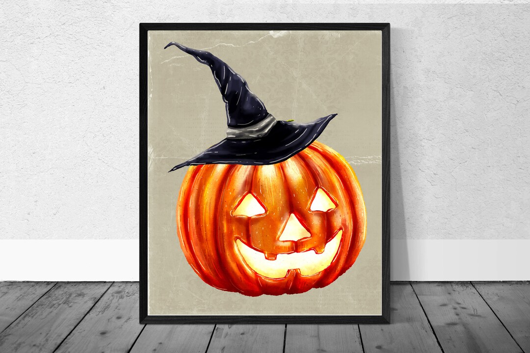 Retro Halloween Decor, Vintage Halloween Printable, Pumpkin Halloween ...