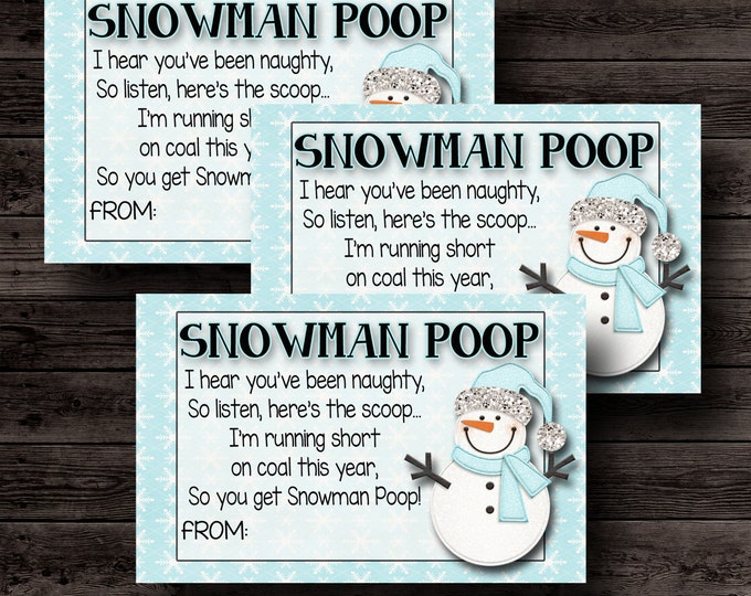 Snowman Poop Printable, Christmas Tags, Christmas Gift, for Friend ...