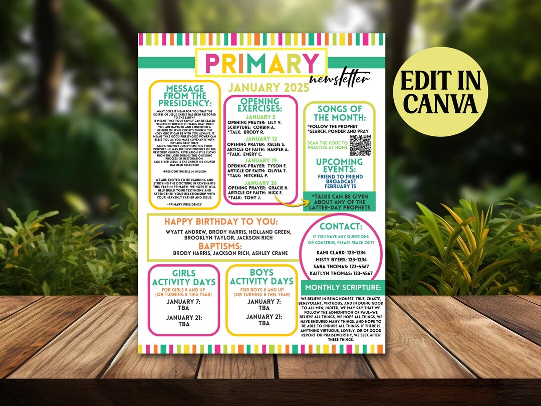 2025 LDS Primary Doctrine & Covenants Come Follow Me Newsletter ...