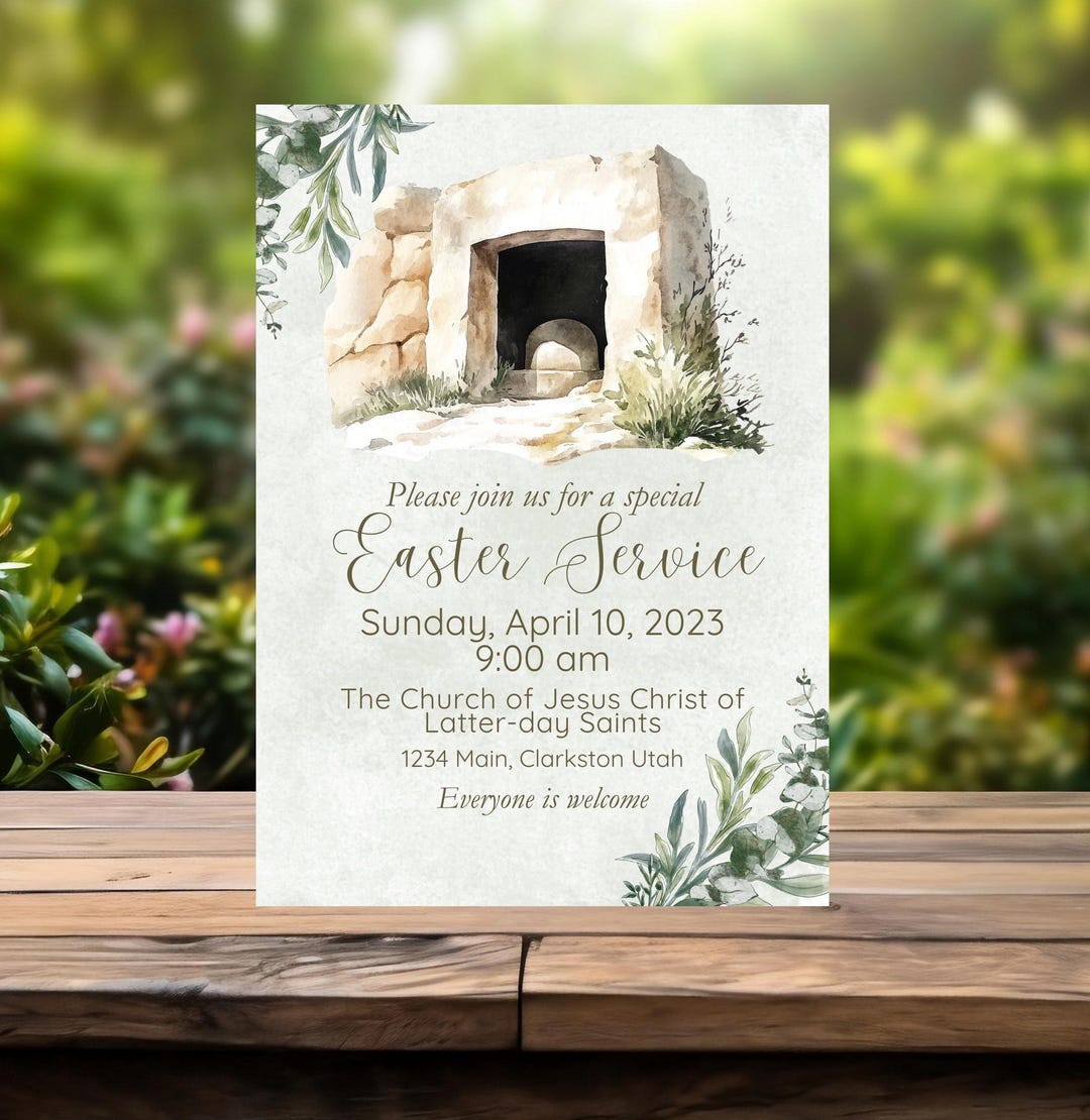 LDS Easter, Sacrament Meeting Invitation, Printable Church Service ...