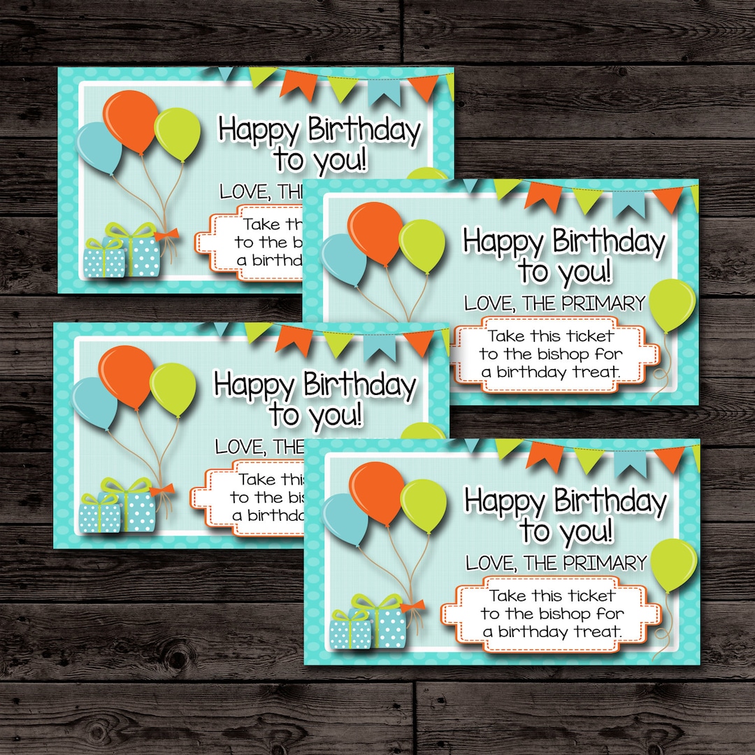 LDS Primary Birthday Gift, Primary Printable Birthday Cards, 2020 ...