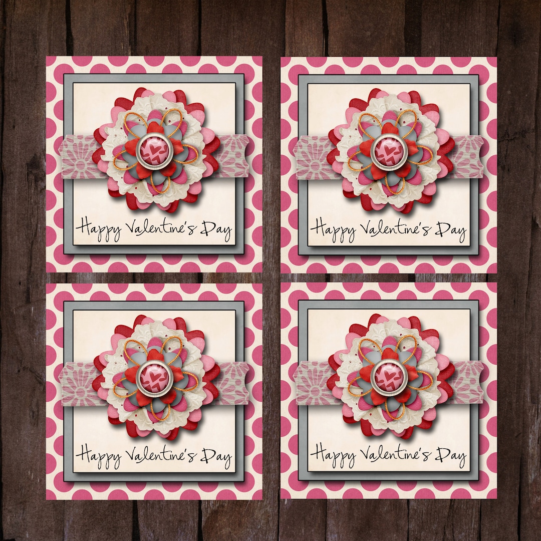 Happy Valentine's Day Flower Floral Gift Tags, Cards, Treat Tags 6 3x3 ...