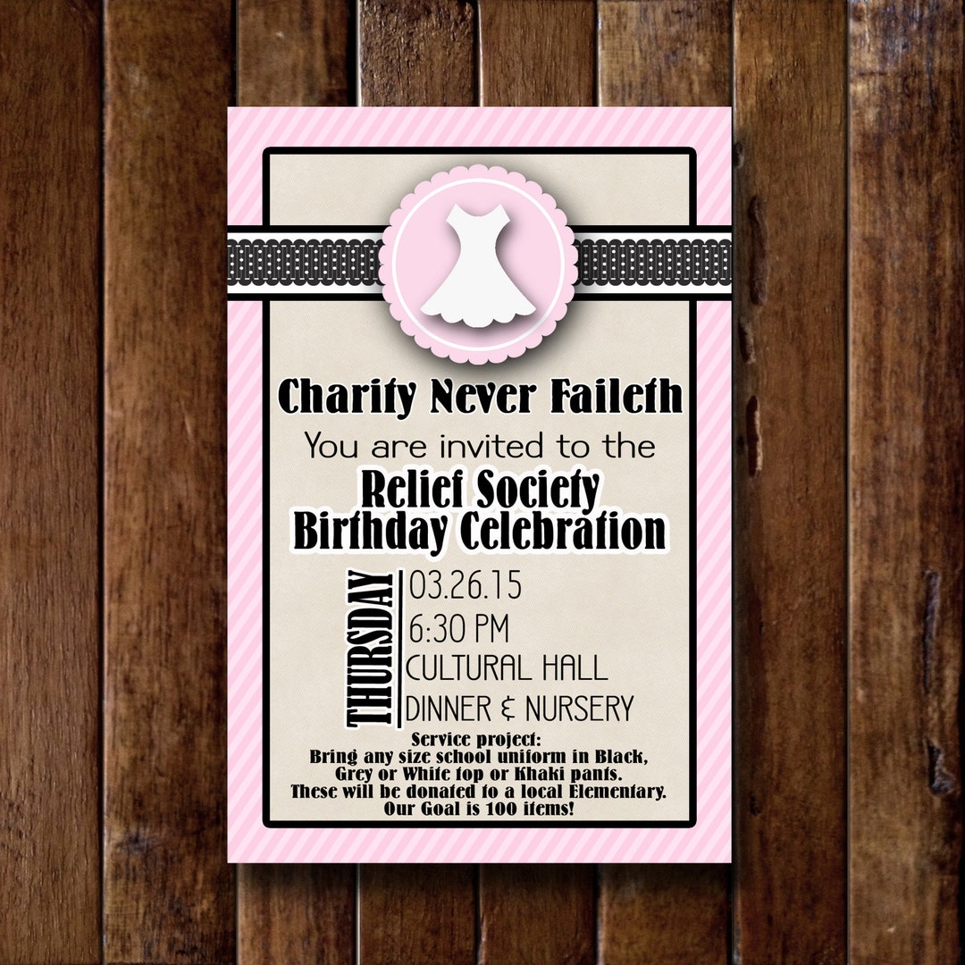 Relief Society Invitation, LDS Relief Society Printable Invitation ...