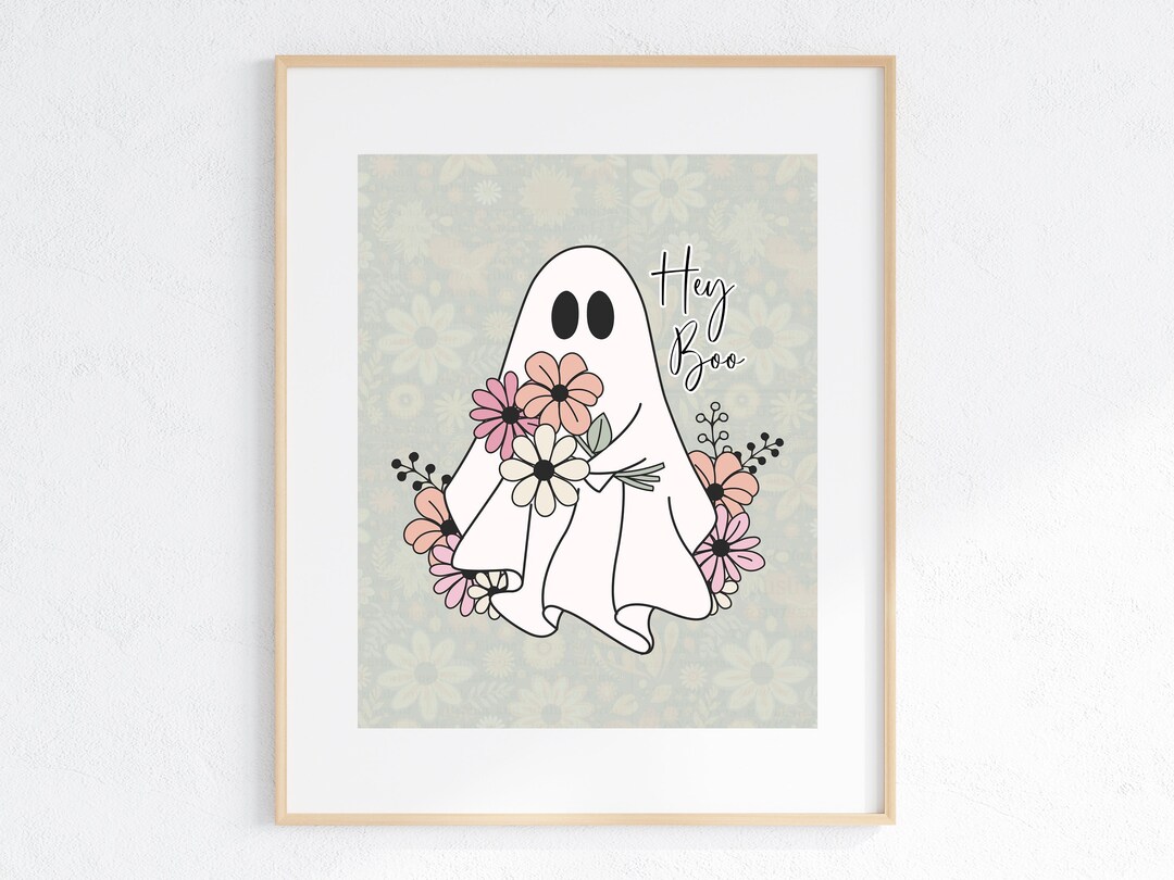 Floral Ghost Print, Halloween Decor Printable, Boho Halloween ...