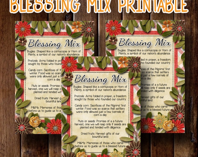 Blessing Mix Printable, Thanksgiving Printable, Thanksgiving Sign ...