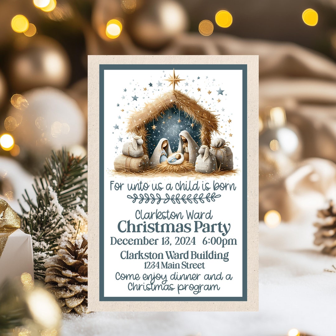 LDS Christmas Ward Party Invitation, Christmas Party Template, LDS ...