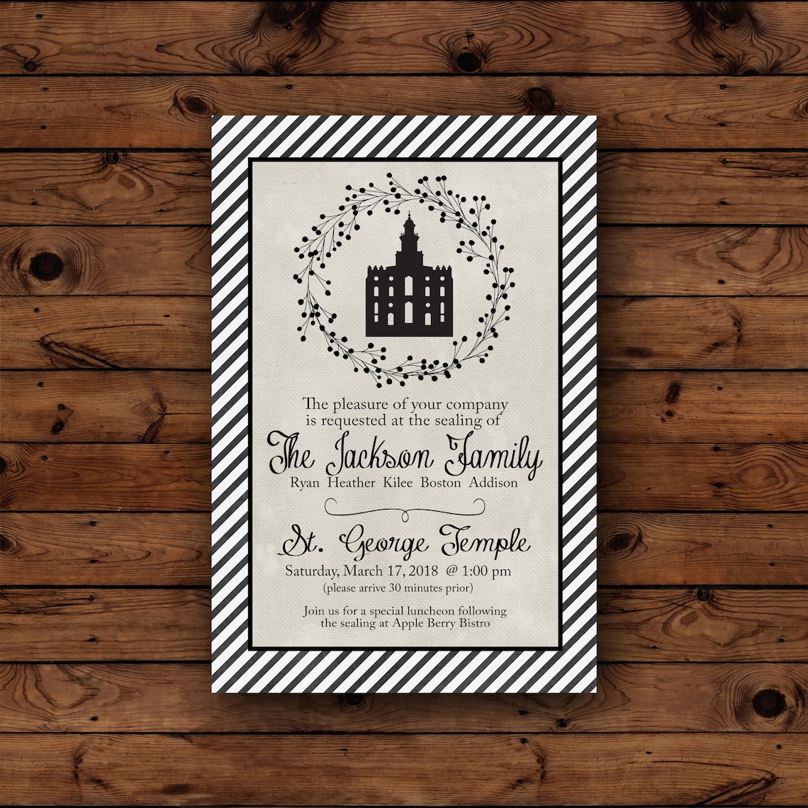 LDS Invitation, Temple Sealing Invitation, LDS Wedding, Invite Temple ...