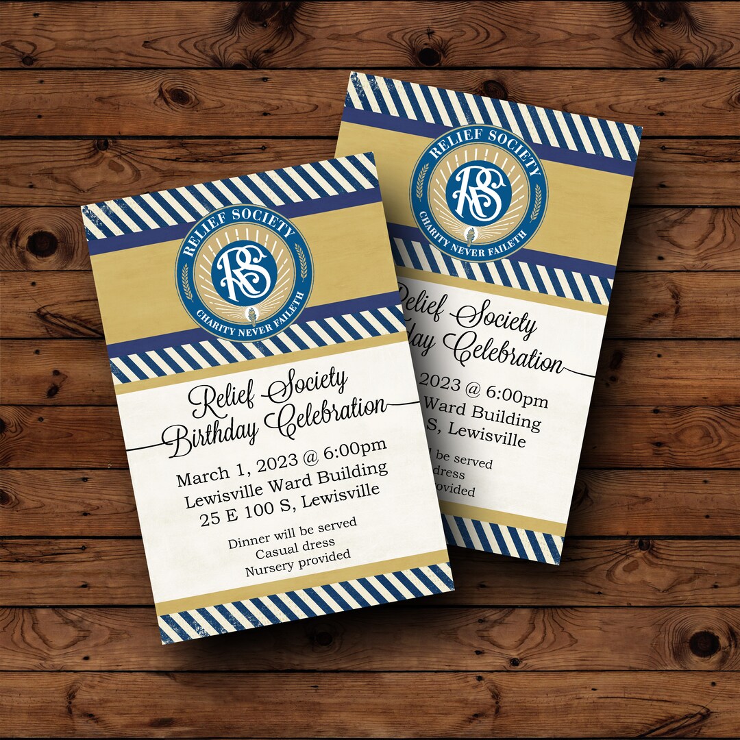 Relief Society Birthday Invitations, LDS Relief Society Printable ...