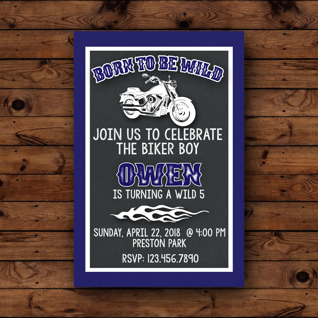 Motorcycle Invitation, Biker Invitation, Boys Birthday Invitation, Boy ...