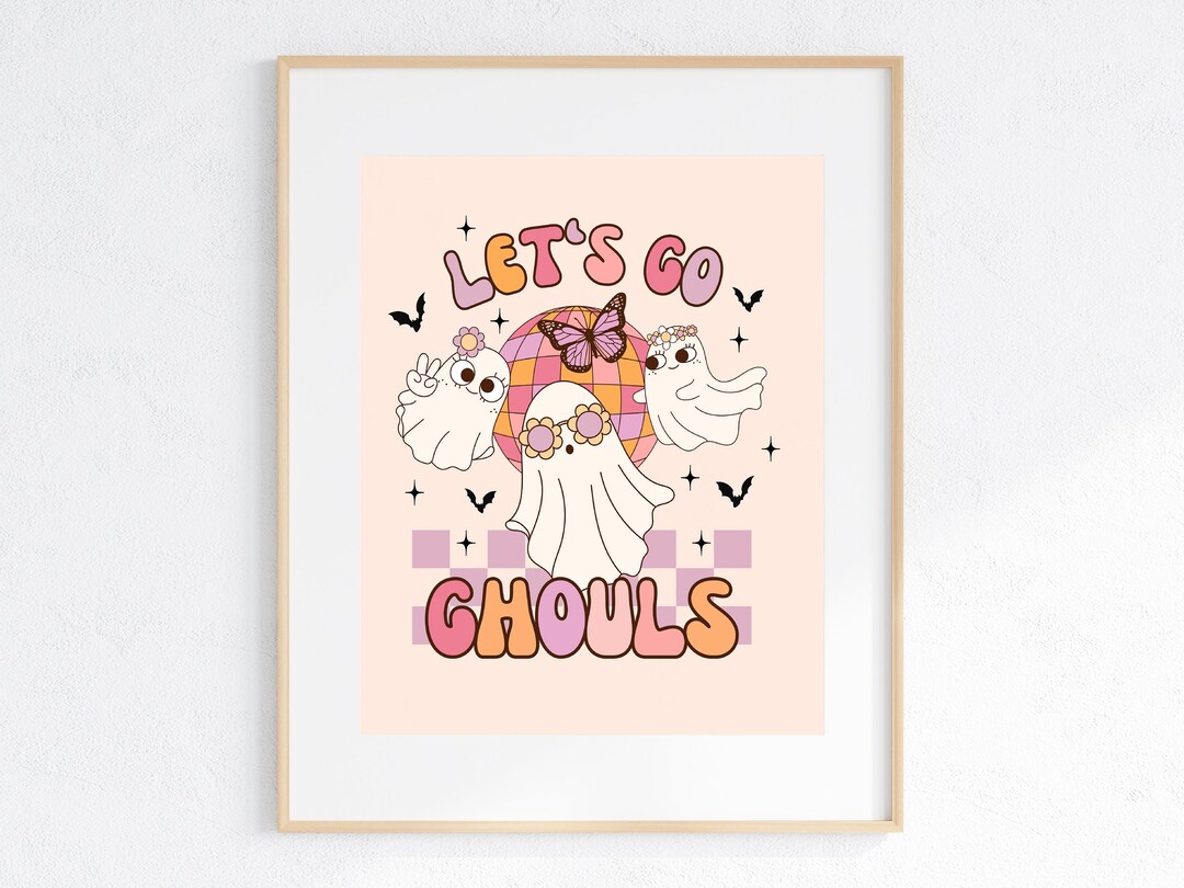 Let's Go Ghouls, Pastel Halloween Printable, Retro Halloween Art ...