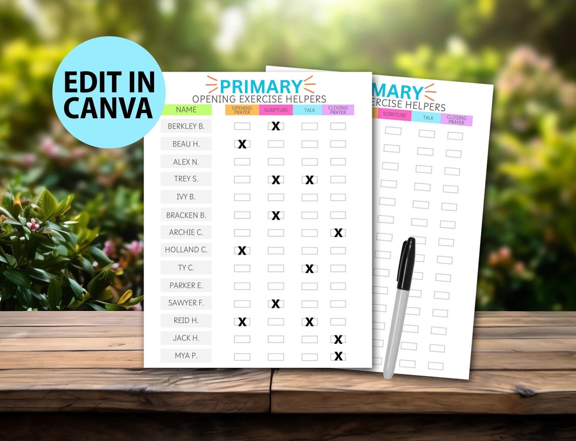 Primary Opening Exercise Tracker, LDS Primary Printable Newsletter ...