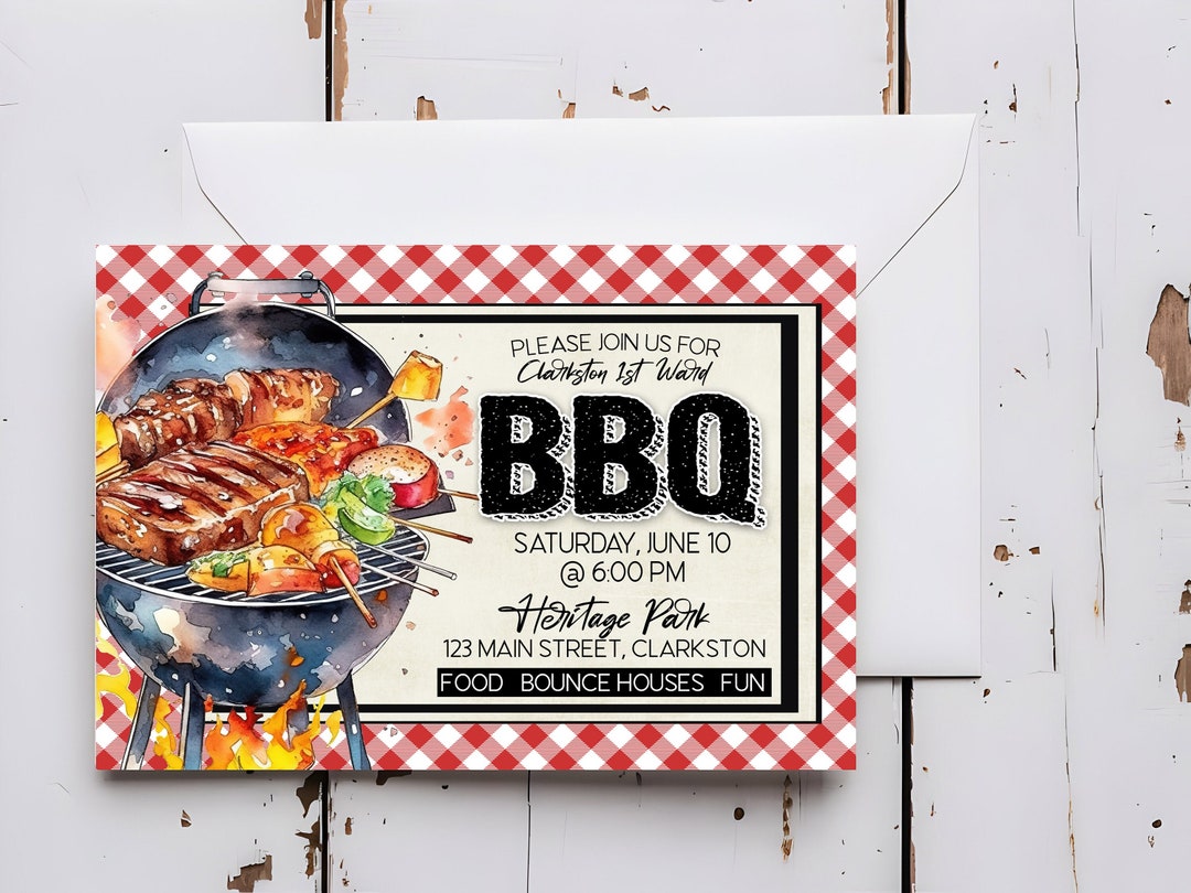 Invitation, LDS Printable Invitation, Ward Party Invitation, BBQ ...