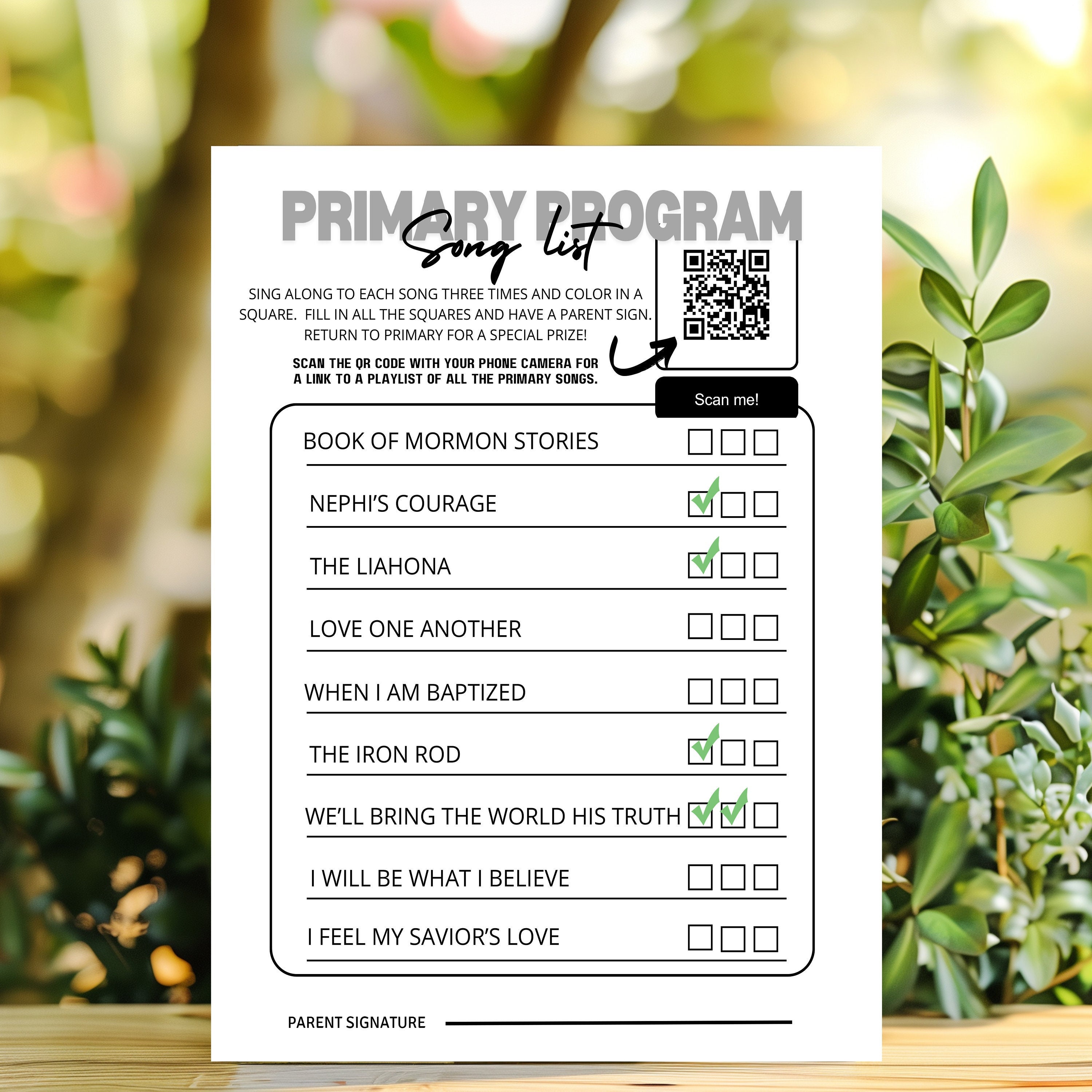 Primary Program Printable, LDS Primary Presentation, Primary Music ...