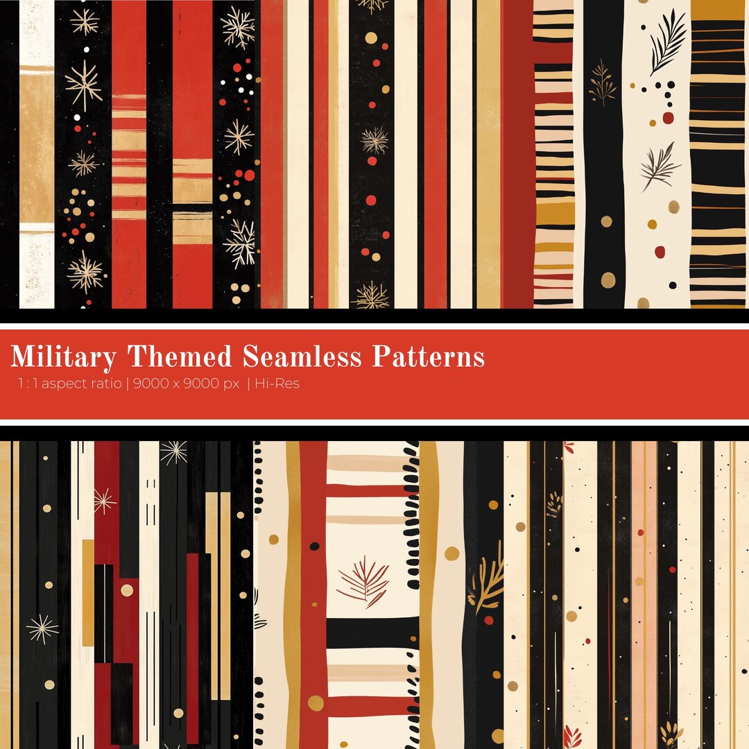 Scarlet and Gold Digital Seamless Patterns, Military Digital Paper for ...