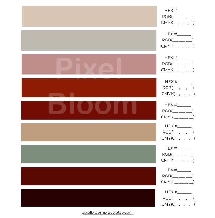 Blush & Bordeaux Wedding Color Palette: Earthy Moody Tones (digital ...