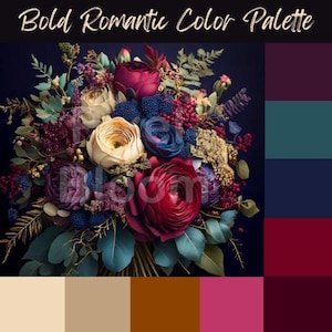 Bold Romantic Color Palette With Hex, CMYK, and RGB Codes - Etsy