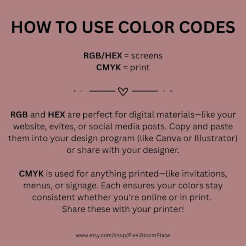 Bold Romantic Color Palette With Hex, CMYK, and RGB Codes - Etsy