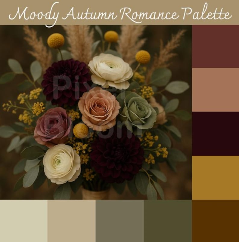 Moody Autumn Romance Color Palette -- HEX, CMYK, and RGB Codes for ...