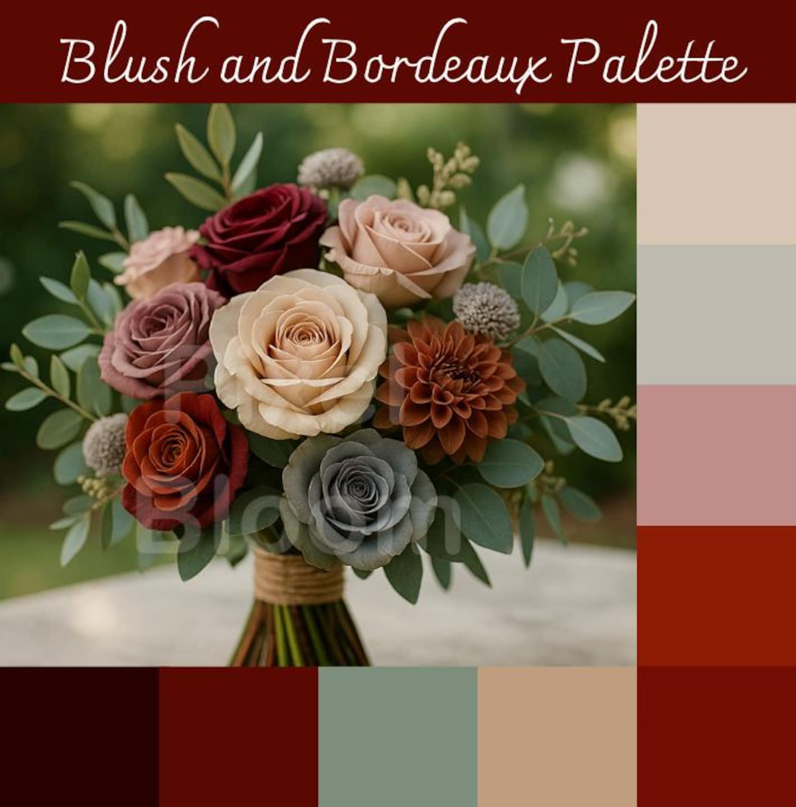 Blush & Bordeaux Wedding Color Palette: Earthy Moody Tones (digital ...