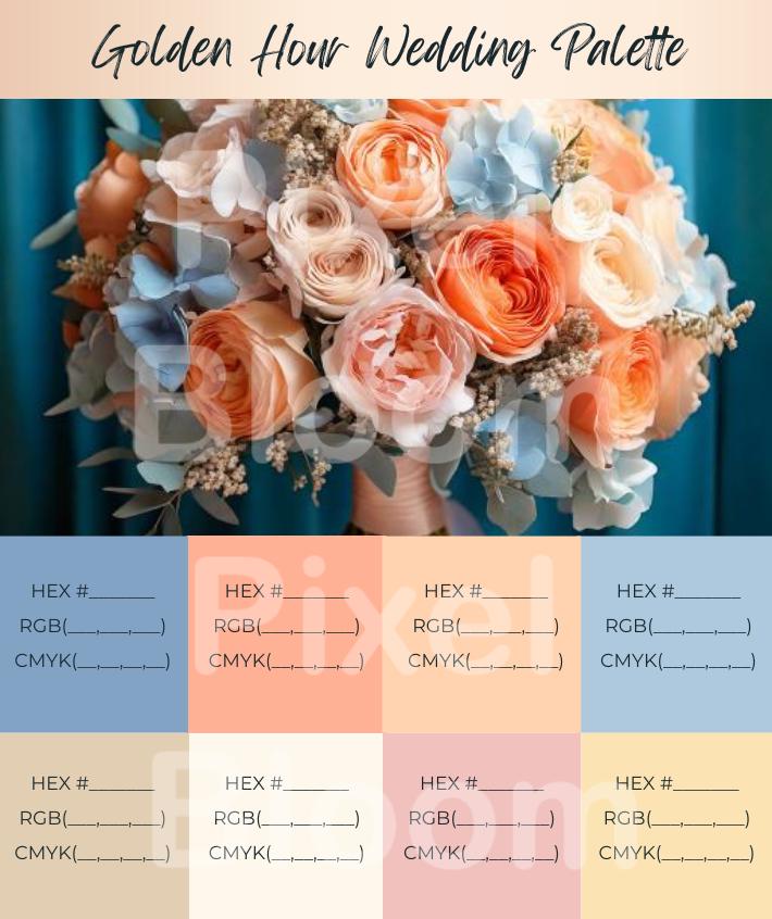 Golden Hour Wedding Color Palette With Hex, CMYK, and RGB Codes - Etsy