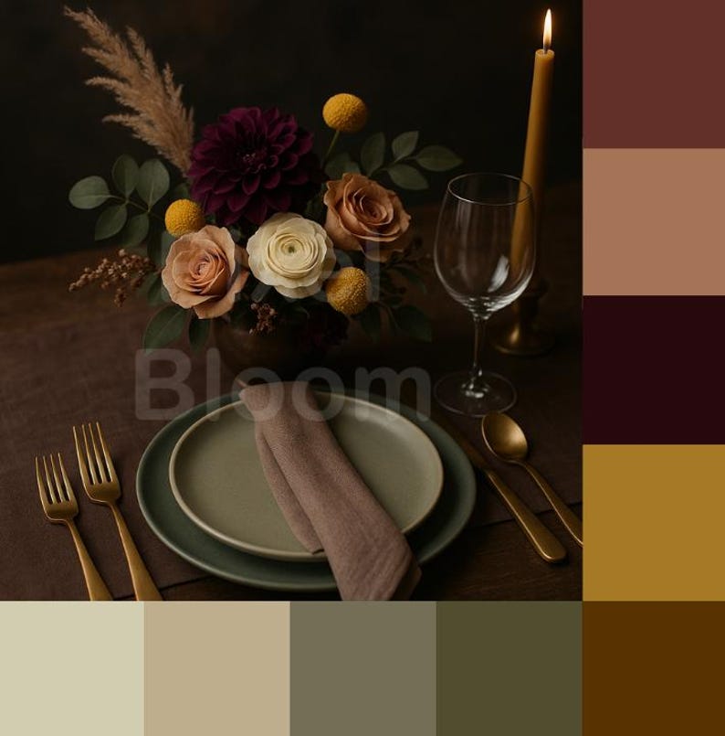 Moody Autumn Romance Color Palette -- HEX, CMYK, and RGB Codes for ...