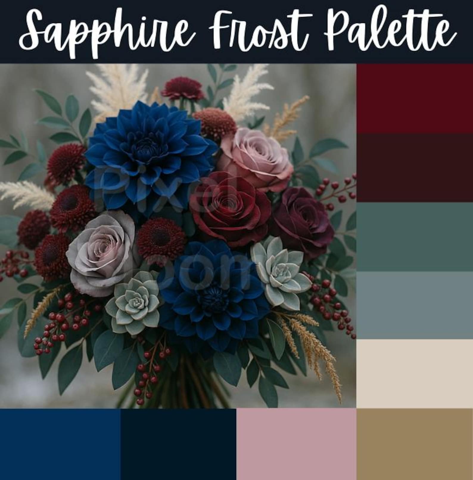 Sapphire Frost Wedding Color Palette With Hex, CMYK, and RGB Codes - Etsy