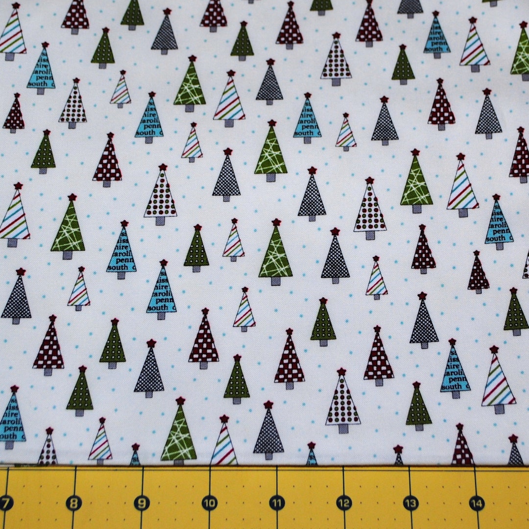 Fat Quarter Simple Patterned Christmas Trees in Beautiful Colors on an ...