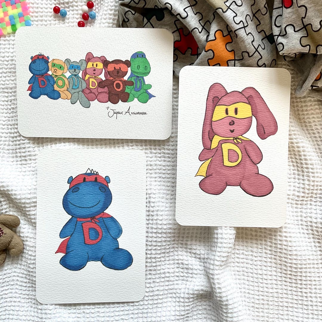 Superhero Teddy Bear Postcards - Illustration, Art Print - Etsy