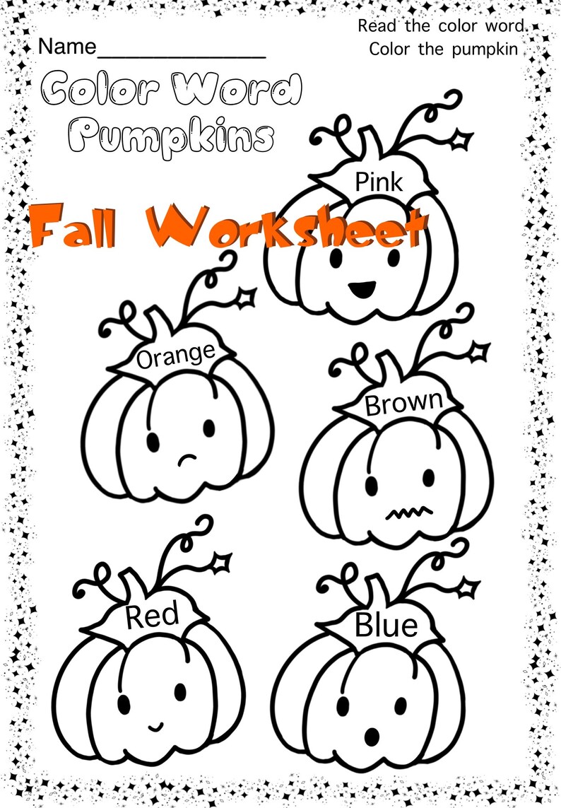 Fall Worksheet - Etsy