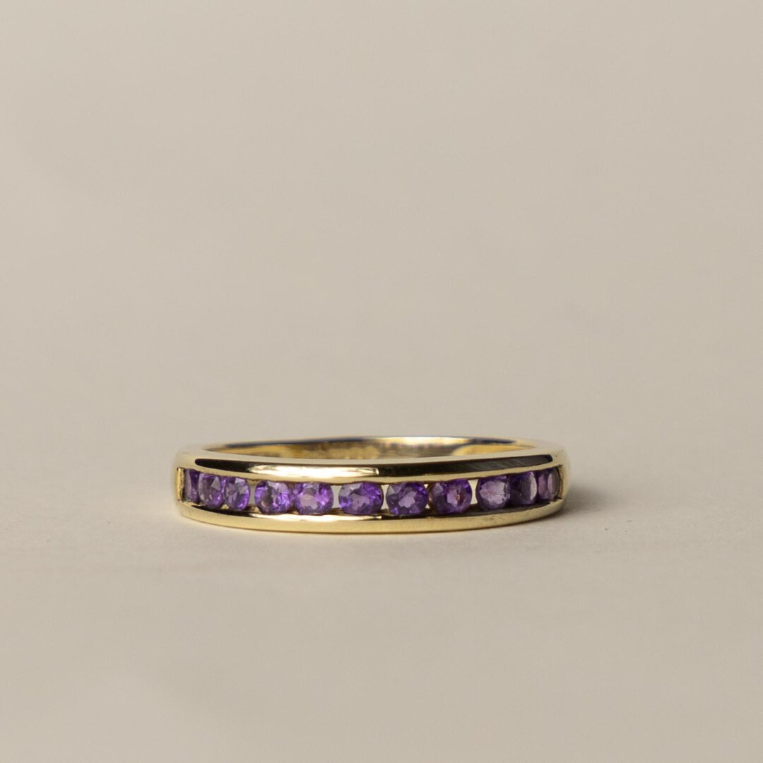 Vintage 9ct Amethyst Channel Set Ring Stackable Gemstone - Etsy