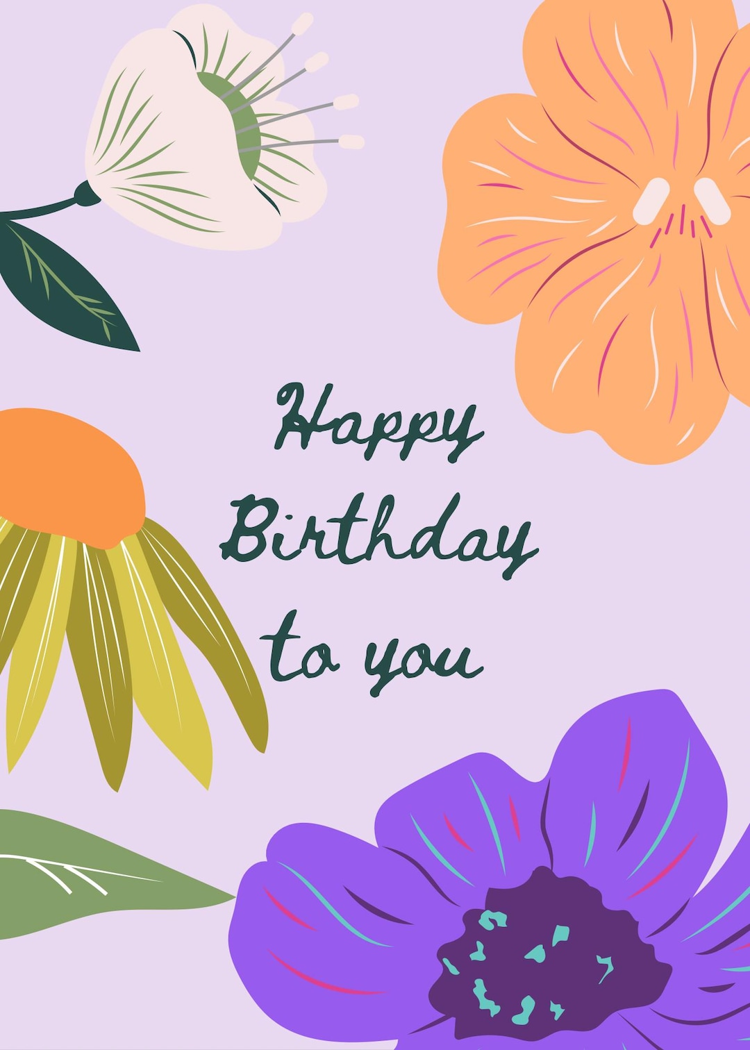 Floral Birthday Card - Etsy