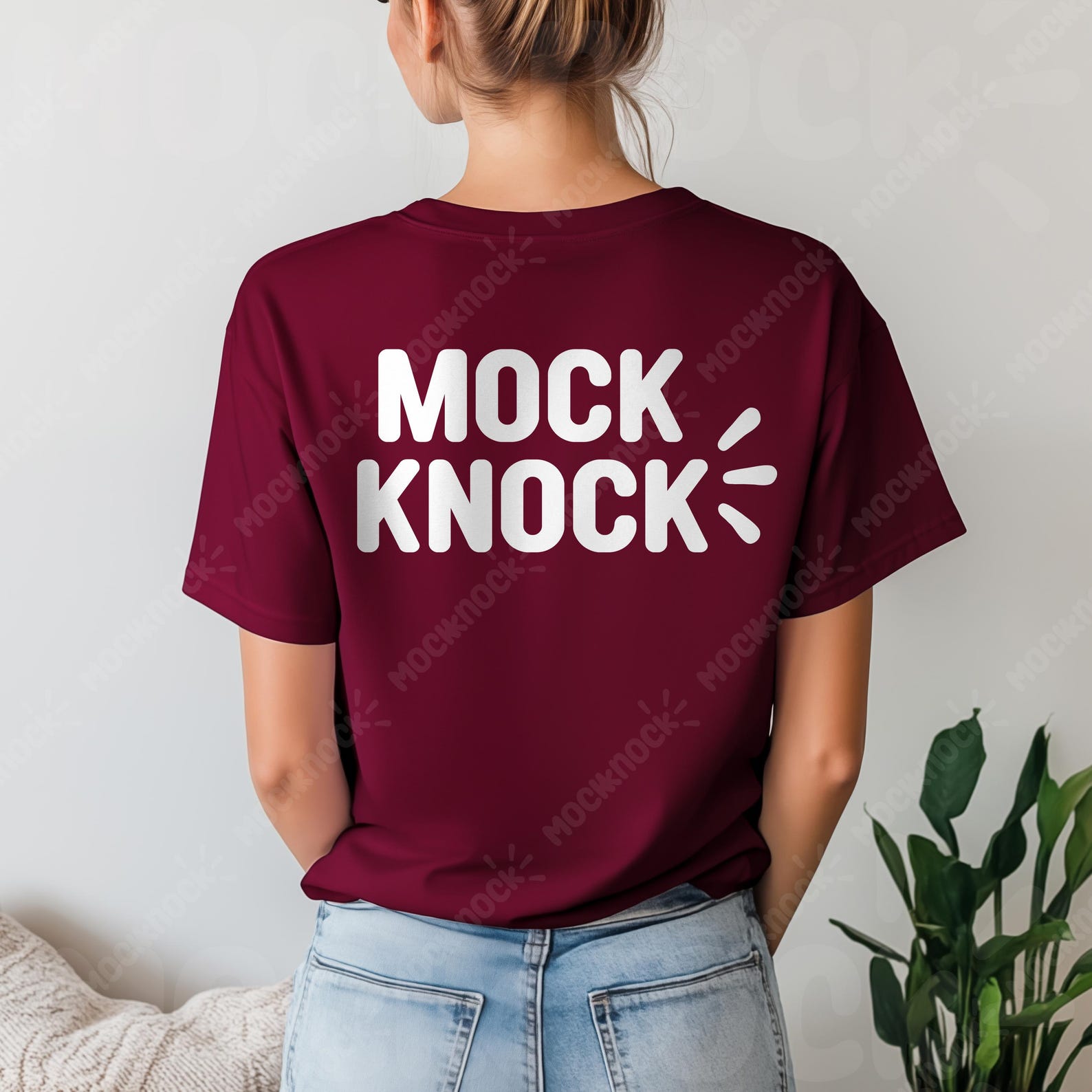 Gildan 64000 Maroon Tshirt Mockup | G640 Maroon T-shirt | Maroon Back ...