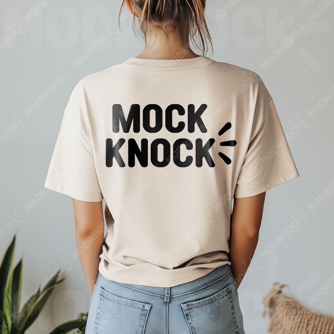 Gildan 64000 Sand Tshirt Mockup | G640 Sand T-shirt | Sand Beige Back ...