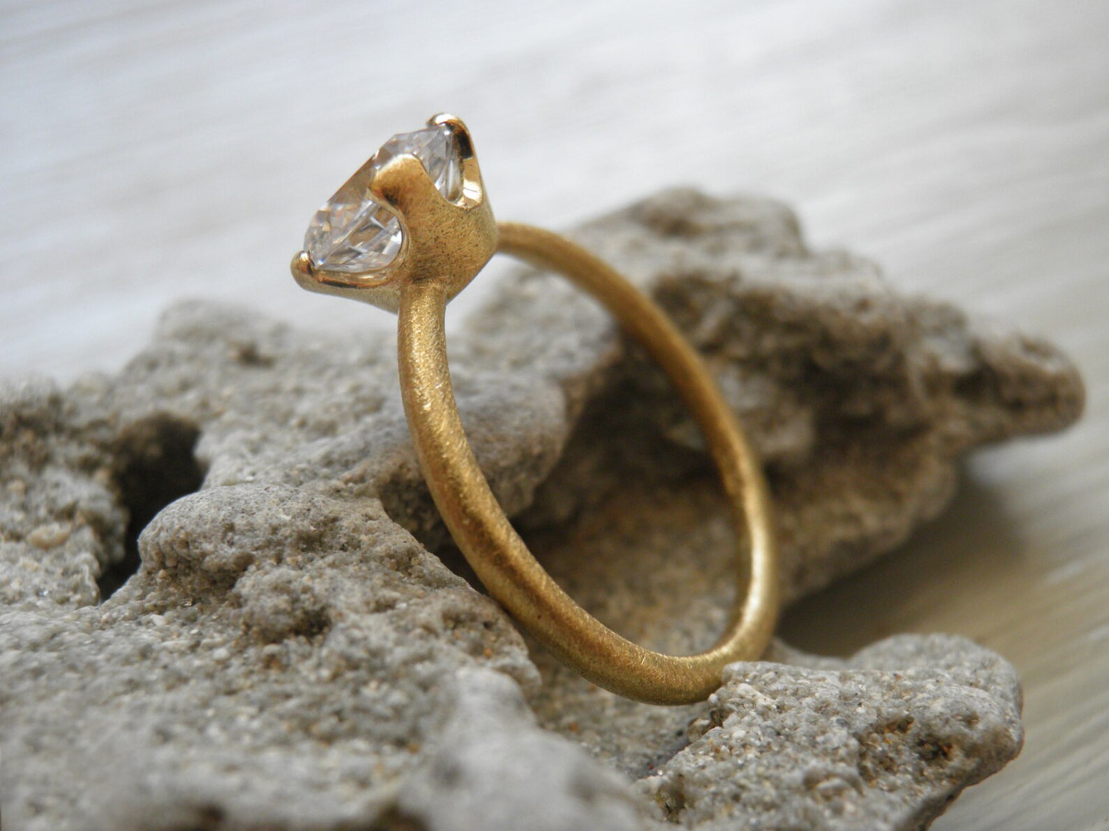 Engagement Rings Set, 18k Solid Gold Rings, Wedding Rings, Vintage ...