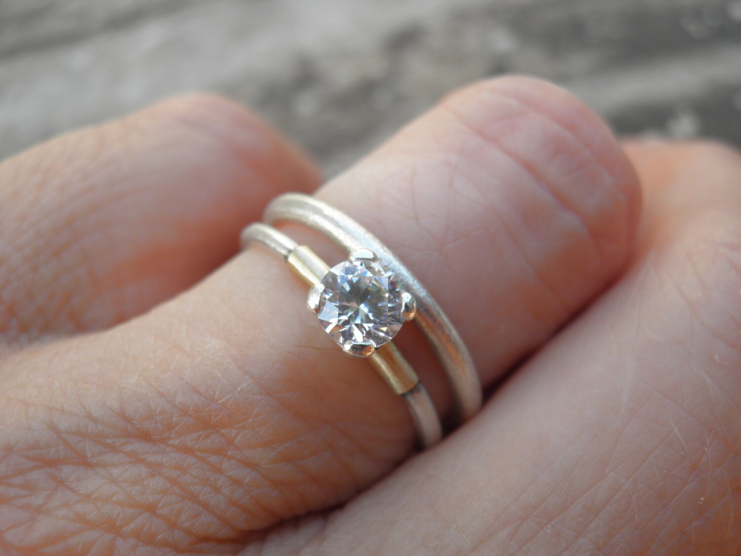 Engagement Rings Set Stacking Rings Vintage Inspired Classic - Etsy
