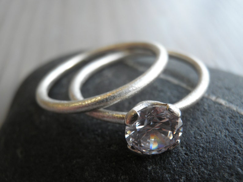 Engagement Rings Set Stacking Rings Vintage Inspired Classic - Etsy