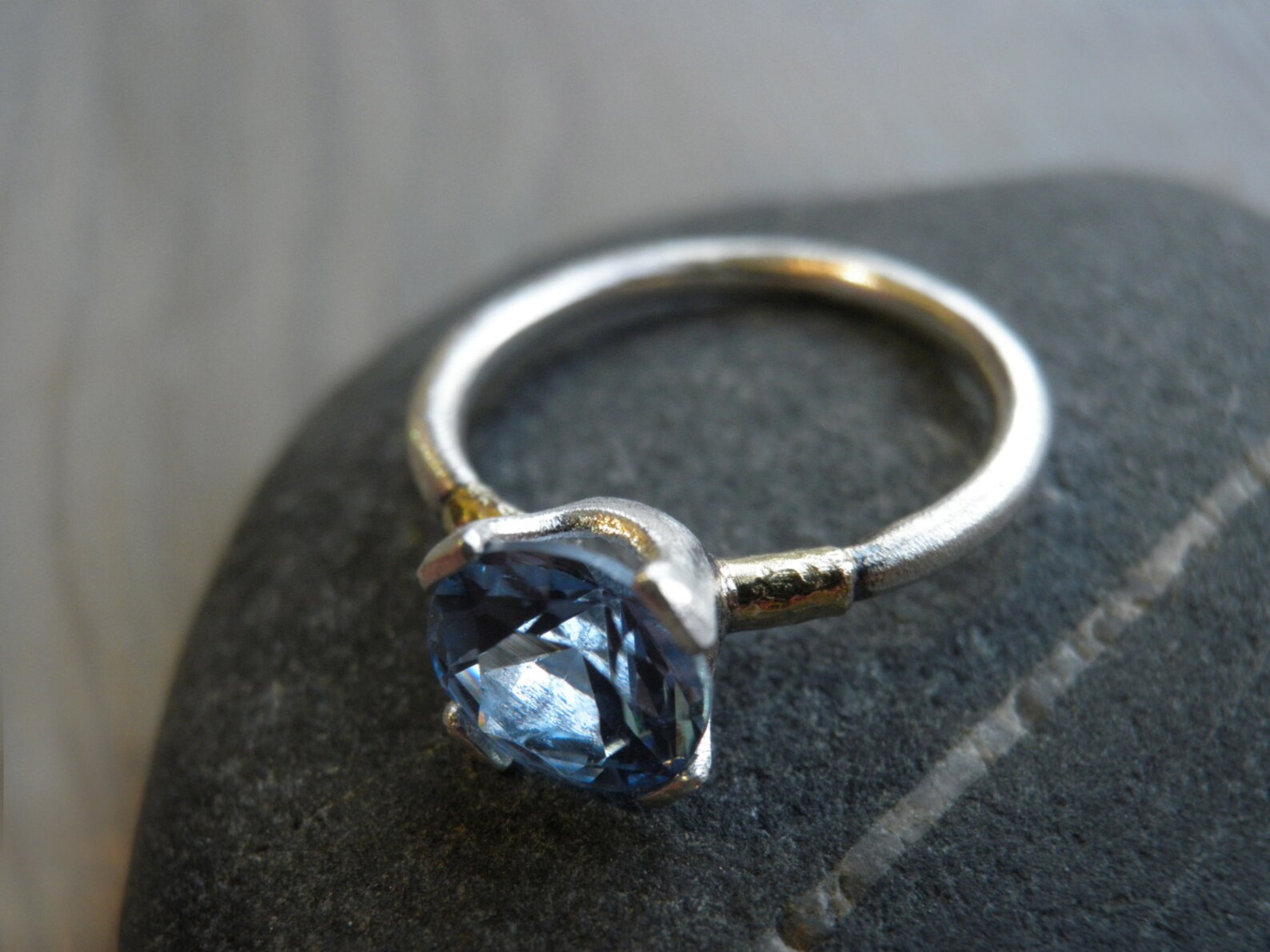 Engagement Ring Blue Minimalist Ring Vintage Inspired | Etsy