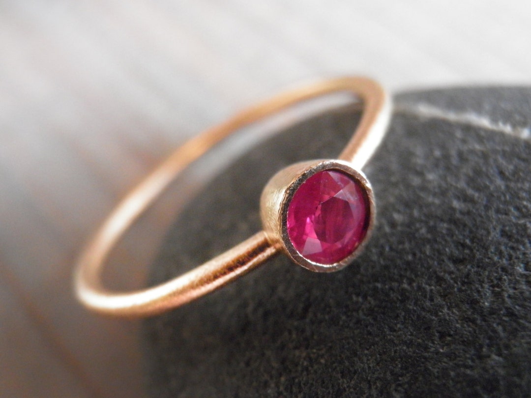 Rose Gold Ruby Ring Engagement Ring Classic 4mm Genuine Ruby - Etsy