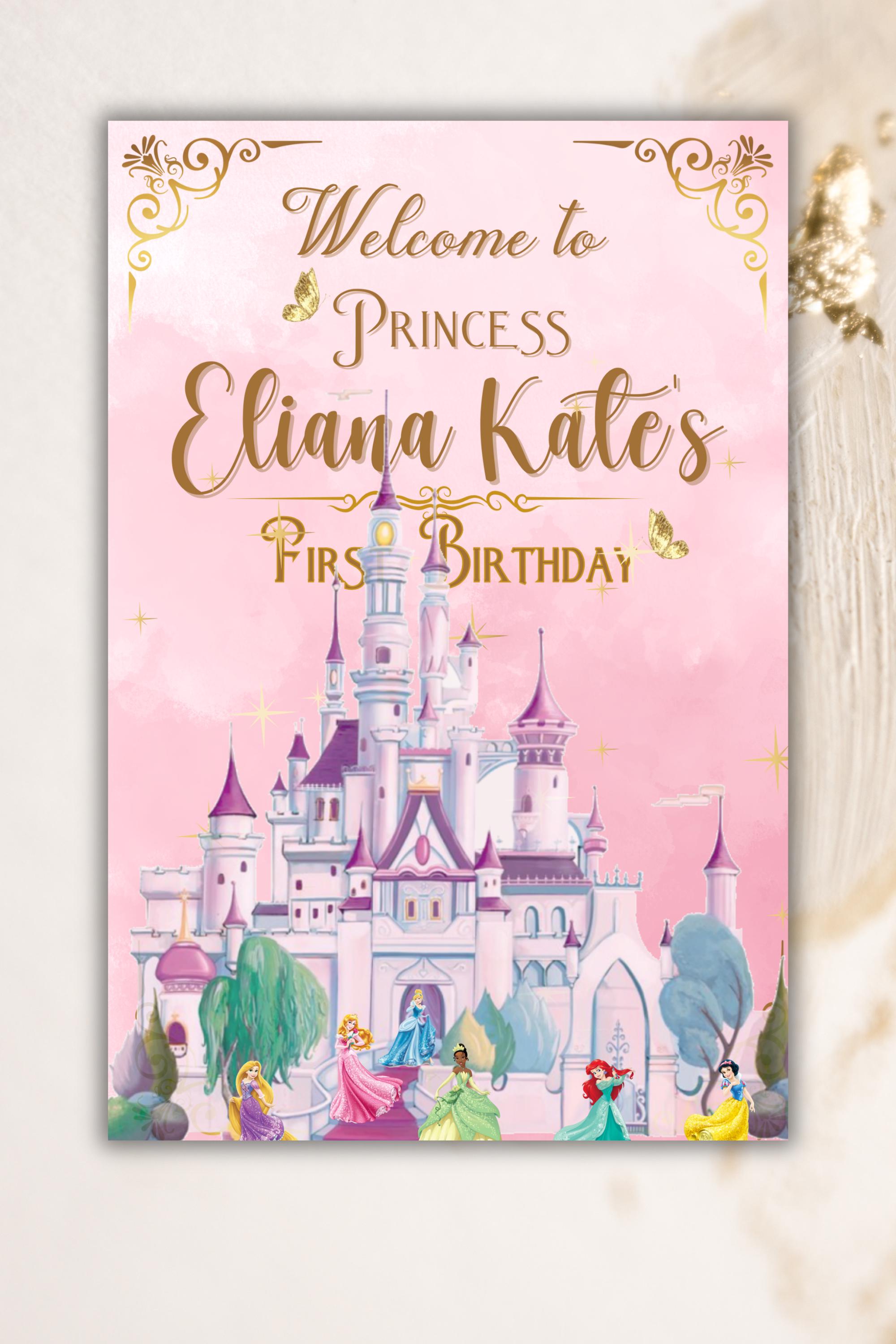 Disney Princess Themed First Birthday Welcome Sign - Etsy