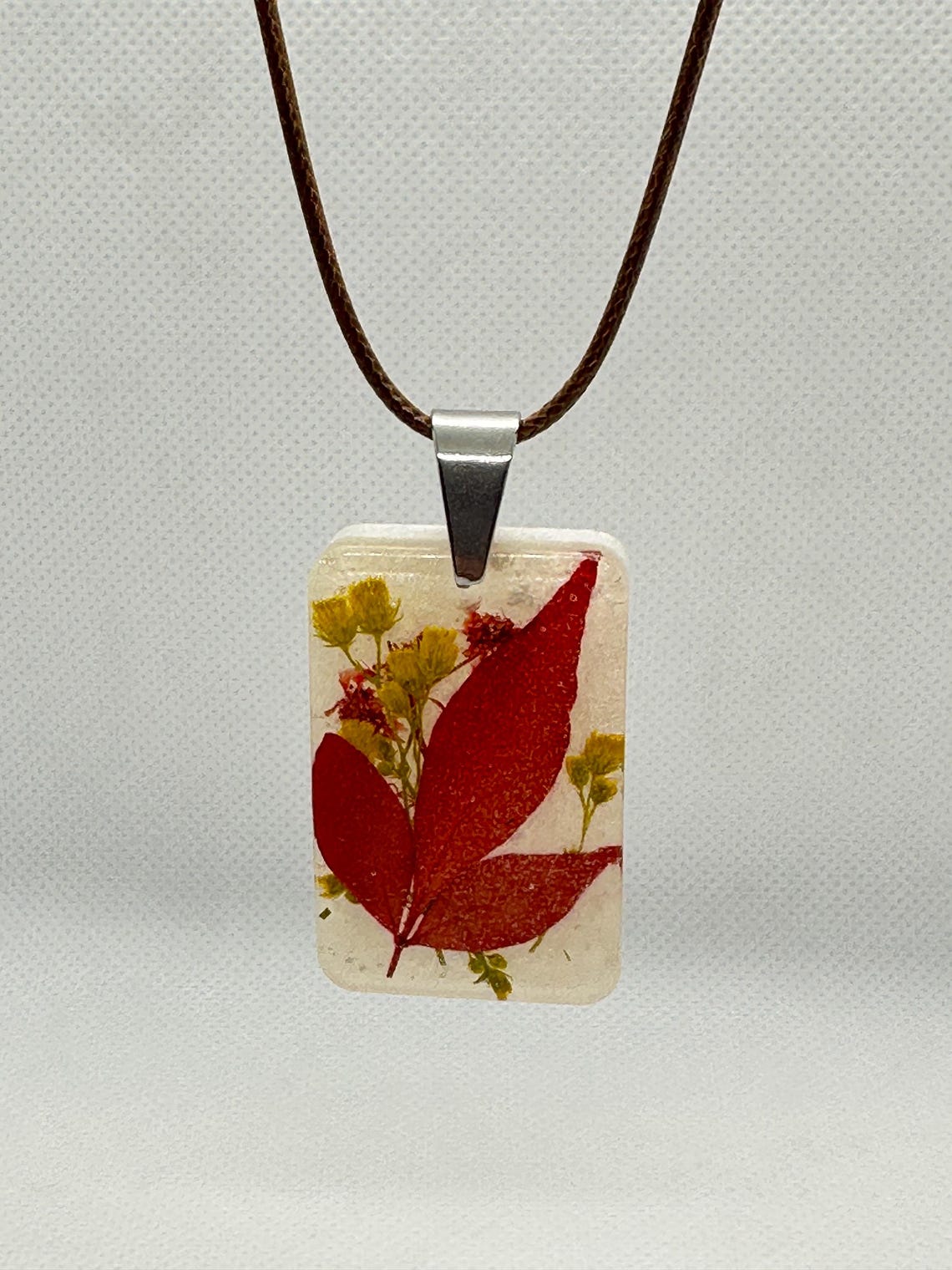 Custom Red and Yellow Floral Pendant Necklace - Etsy