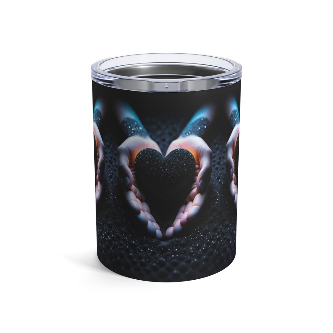 Heart Hands Tumbler, Black Heart Design, Love Cup, Cute Gift, Valentine ...