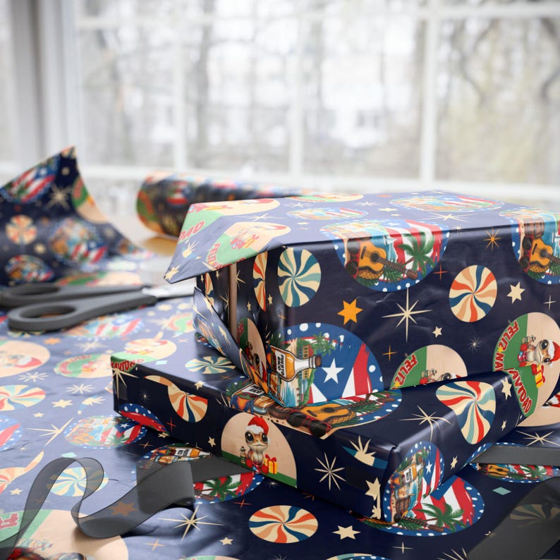 Navidad En Puerto Rico Wrapping Paper Festive Boricua Holiday Gift Wrap ...