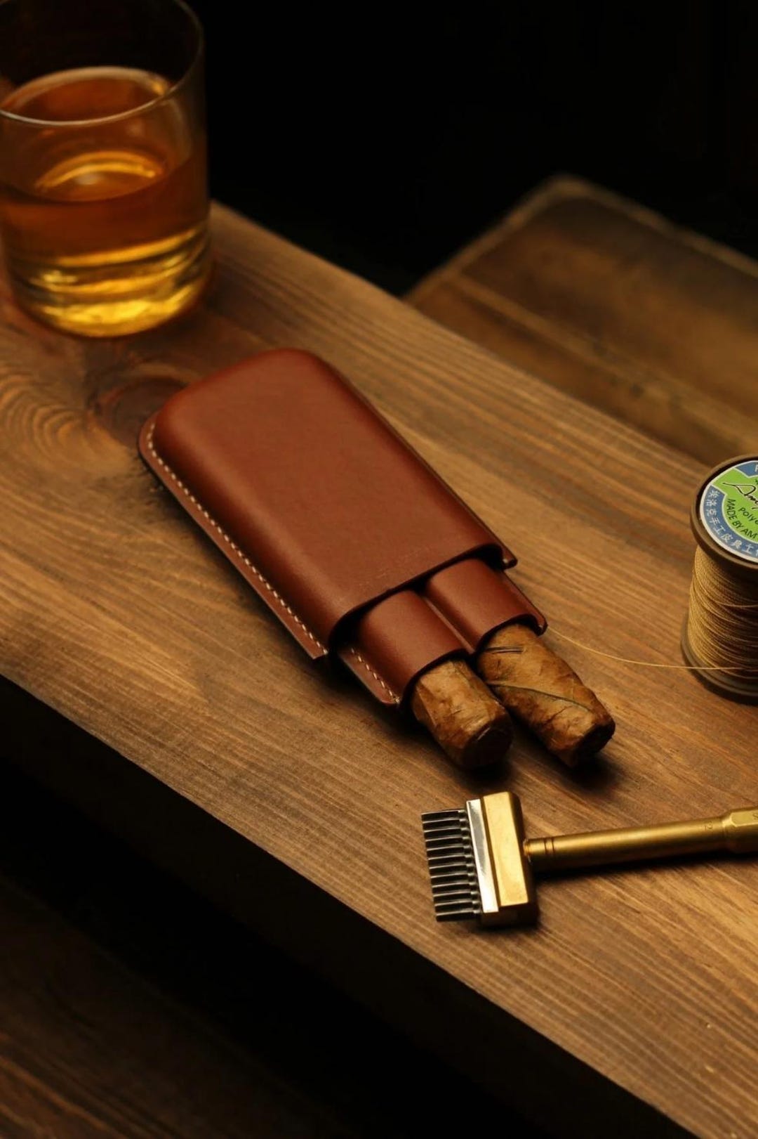 Personalized Leather Cigar Case, Handmade Leather Cigar Pouch ...