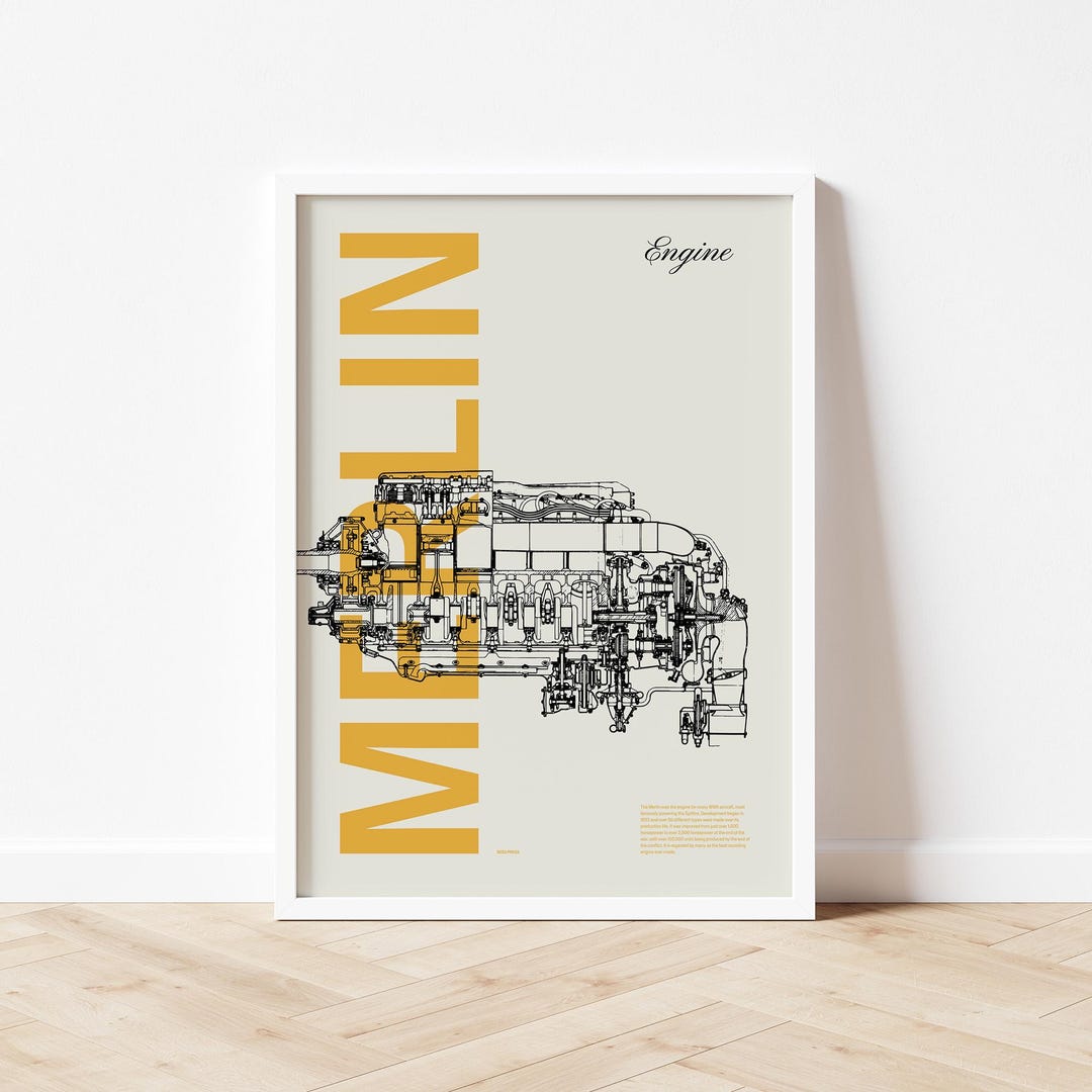 Aircraft Engine Poster, Merlin Engine, Home Office Design, Office Decor ...