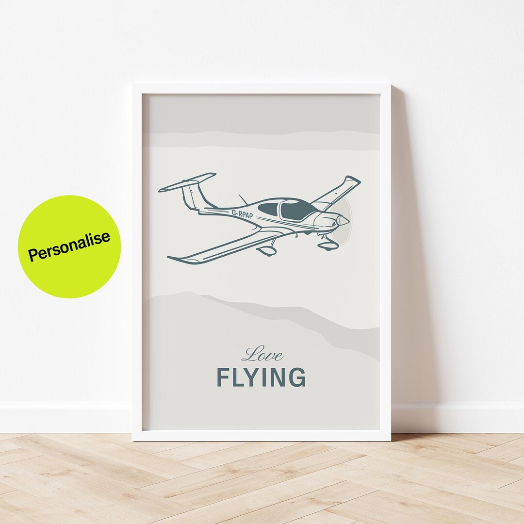 Love Flying Personalised Poster, Aviation Art, Airplane Wall Art, Pilot ...
