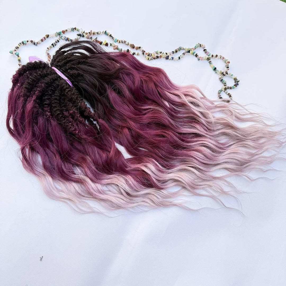 Extensions curls color multicolor black plum lavender.Synthetic ...