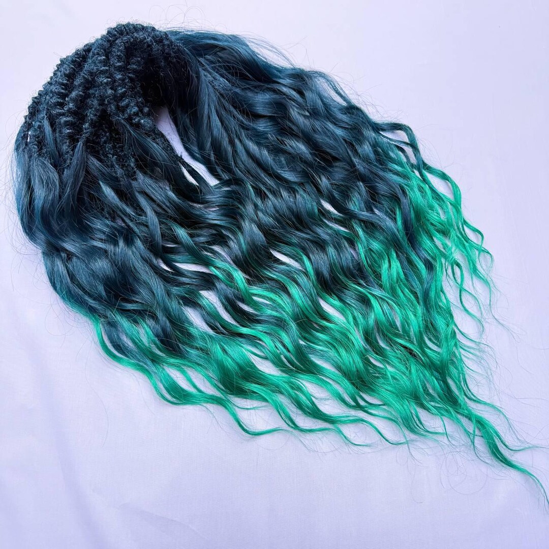 Double Dreadlocks Curls With Volume Dark Green Ombre Dreadlocks Mix ...