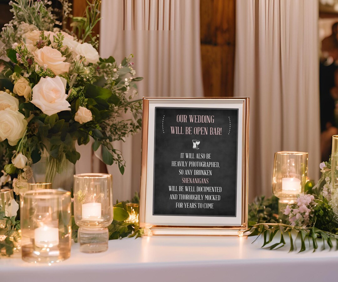 Open Bar Chalkboard Sign | Wedding & Party Printable | Funny Drunken ...