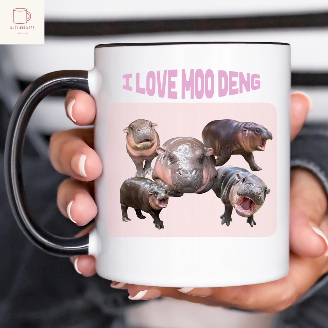 Moo Deng Mug, Bouncy Pig, Hippo Moo Deng, Ceramic Mug, Cute ,funny ...